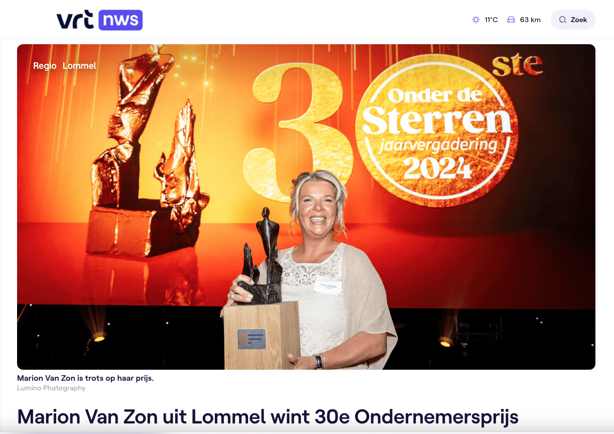 Van Zon wint 30ste Ondernemersprijs Herman Dessers 🧡 - Horeca Van Zon